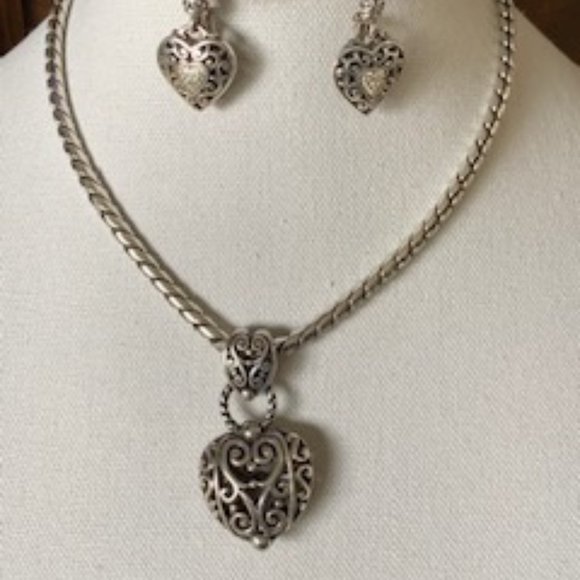 Brighton | Jewelry | Brighton Heart Silver Necklaceearring Set | Poshmark